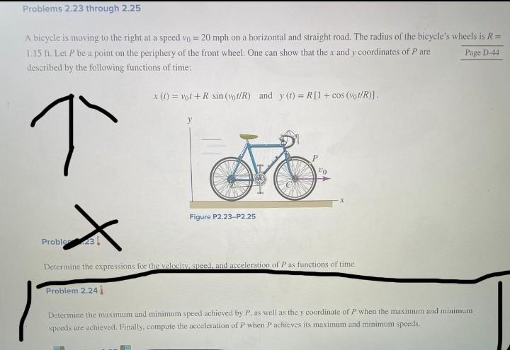 A bicycle is moving to the right at a speed v0=20mph | Chegg.com