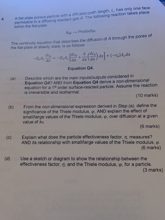 Solved A flat plate porous particle with a diffusion-path | Chegg.com