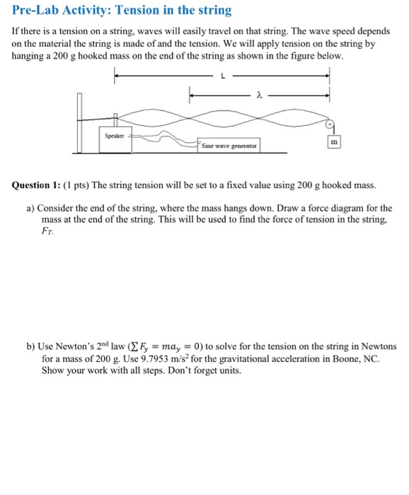 Solved Pre-Lab Activity: Tension in the string If there is a | Chegg.com