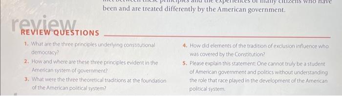 review. many been and are treated differently by the | Chegg.com