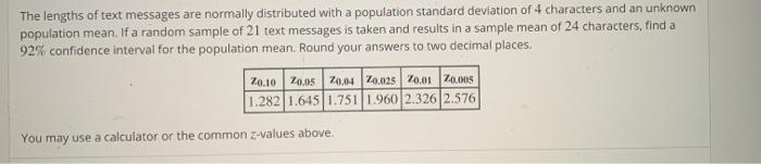 Solved The lengths of text messages are normally distributed | Chegg.com