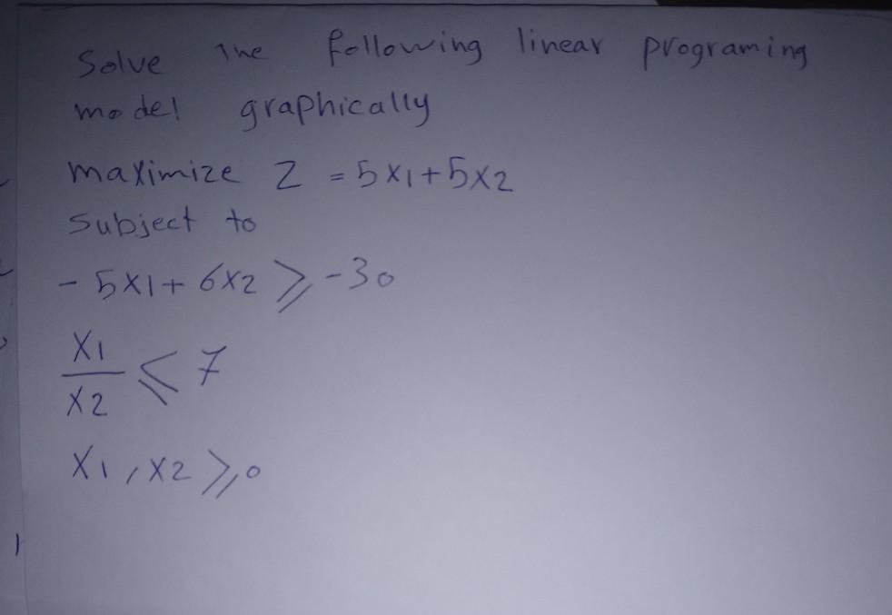 Solved programing Solve following linear mode! graphically | Chegg.com Solved programing Solve following linear mode! graphically | Chegg.com