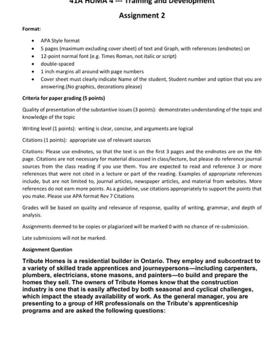 Assignment 2 Format: • APA Style format • Spages | Chegg.com