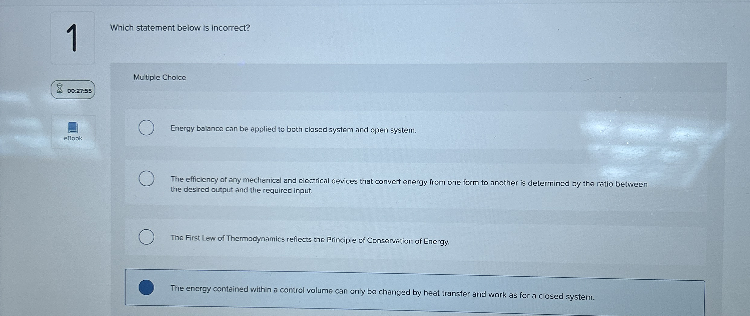 1Which statement below is incorrect?800:27:55Multiple | Chegg.com
