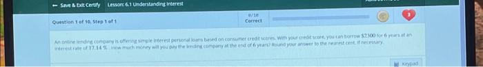 Solved - Save & Exit Certify Lesson: 6.1 Understanding | Chegg.com