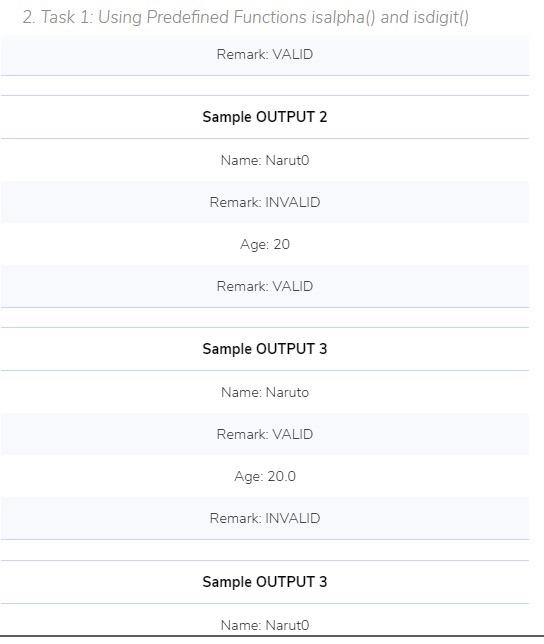 Solved 2. Task 1: Using Predefined Functions isalpha() and | Chegg.com
