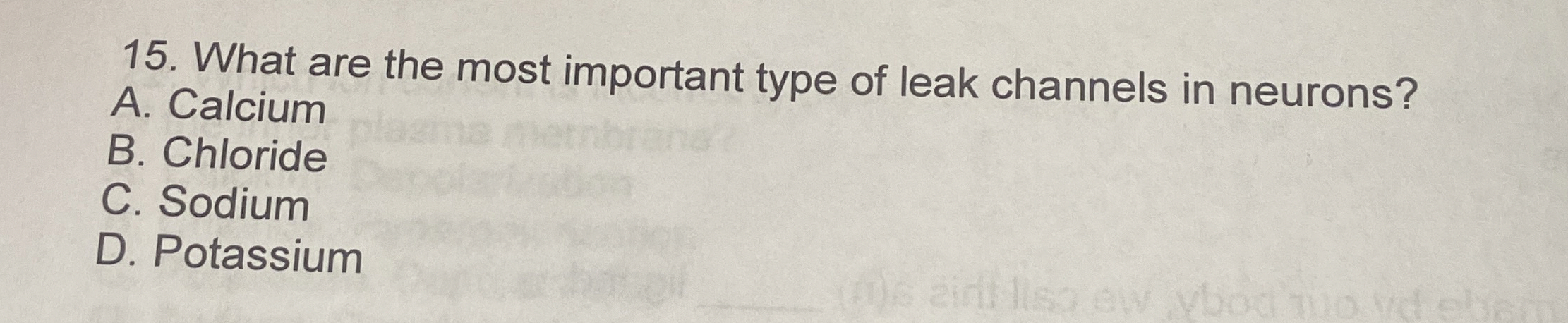 Solved What are the most important type of leak channels in | Chegg.com