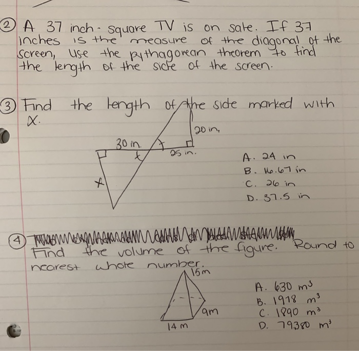 Solved B A 37 inch. Square TV is on sale. If 37 inches is | Chegg.com