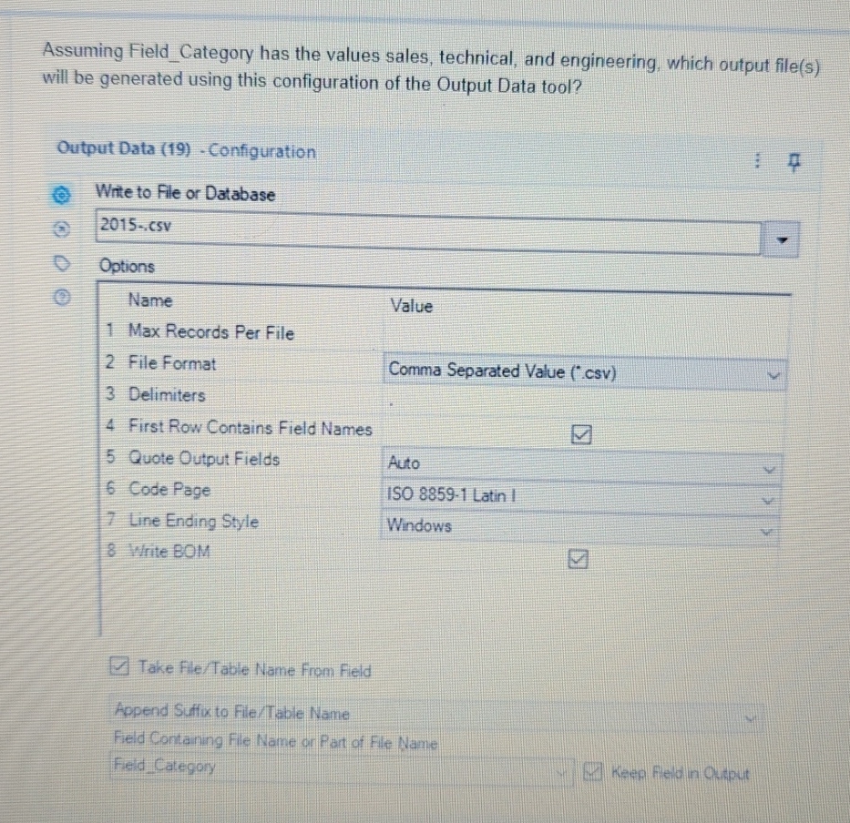 Solved Assuming Field_Category has the values sales, | Chegg.com
