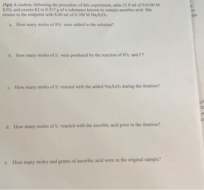 Solved (5pt) A student, following the procedure of this | Chegg.com