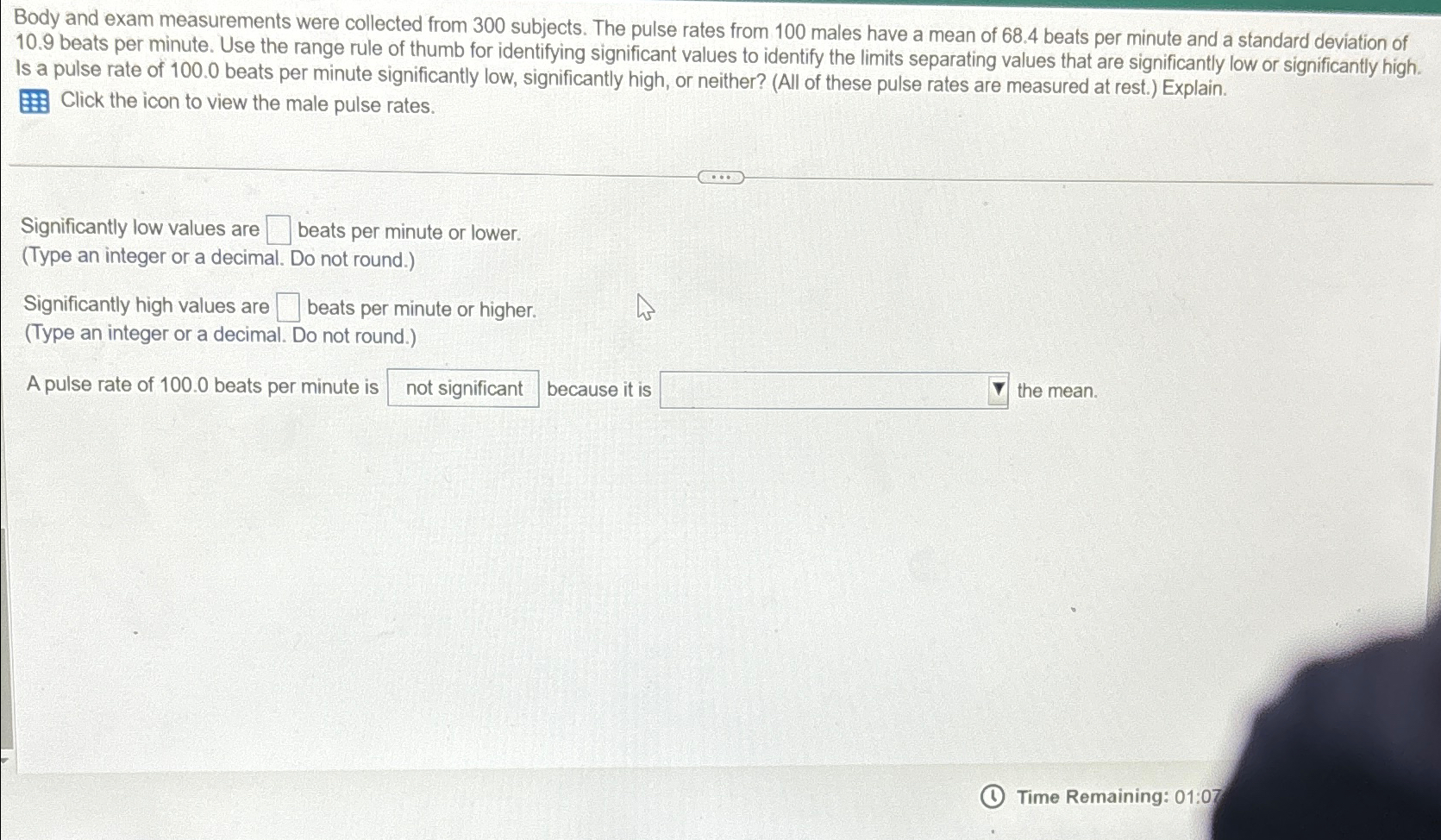 Solved Body and exam measurements were collected from 300 | Chegg.com
