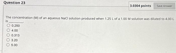 Solved The concentration (M) of an aqueous NaCl solution | Chegg.com