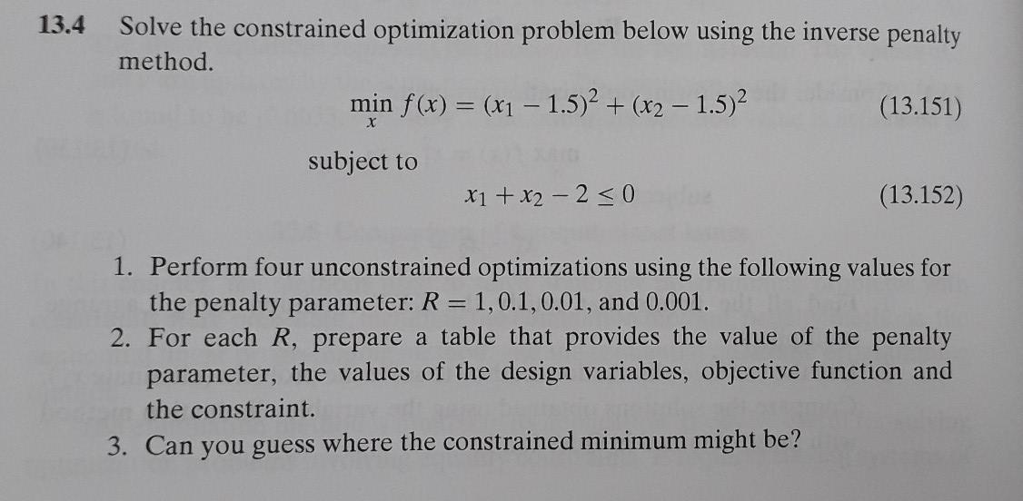 Solved 13.4 Solve the constrained optimization problem below | Chegg.com