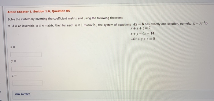 Solved Anton Chapter 1, Section 1.6, Question 05 Solve the | Chegg.com