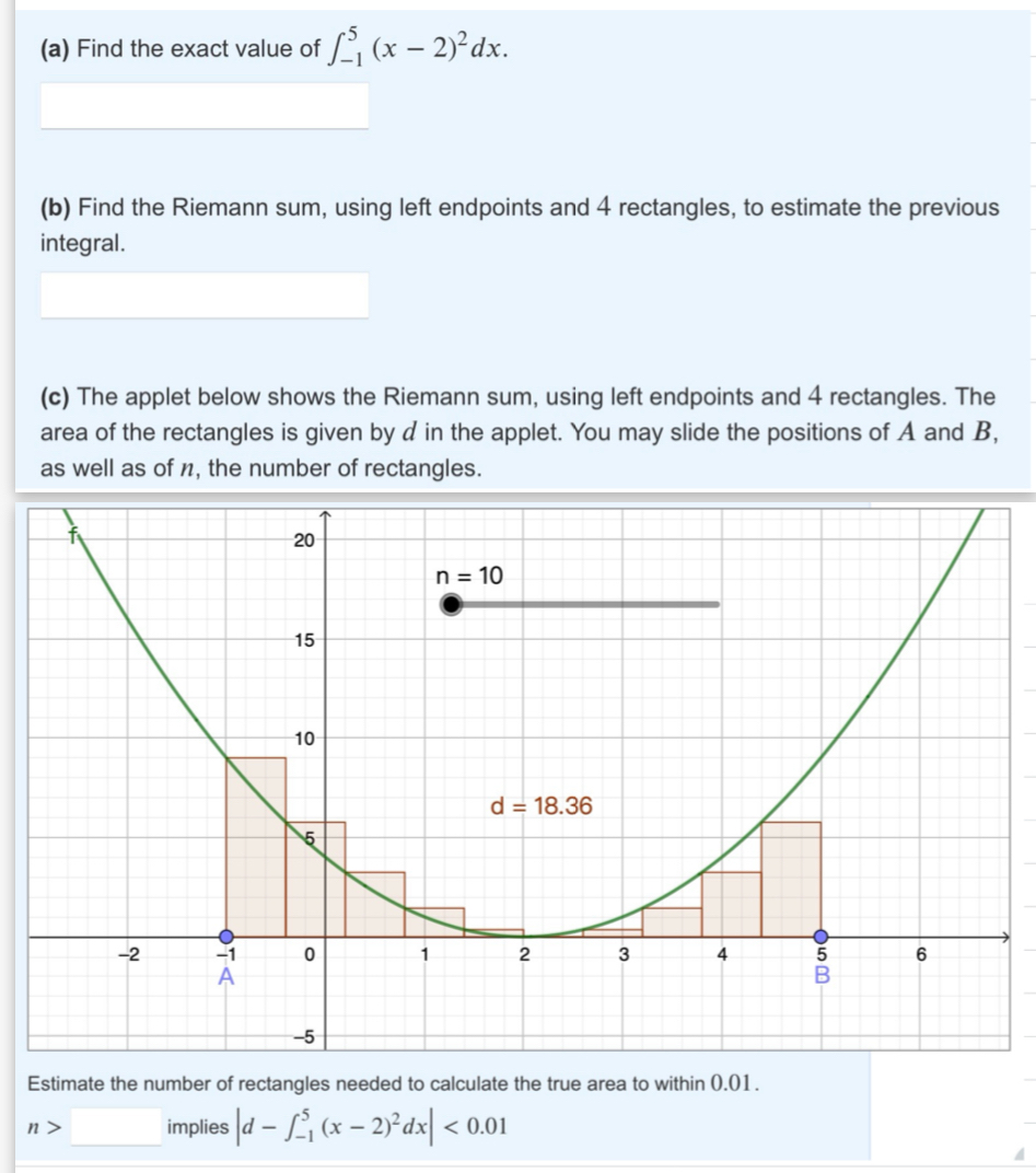 Solved (a) ﻿Find the exact value of ∫-15(x-2)2dx.(b) ﻿Find | Chegg.com
