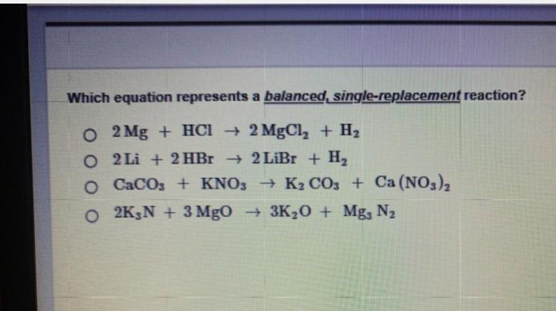 Solved Which equation represents a balanced, | Chegg.com