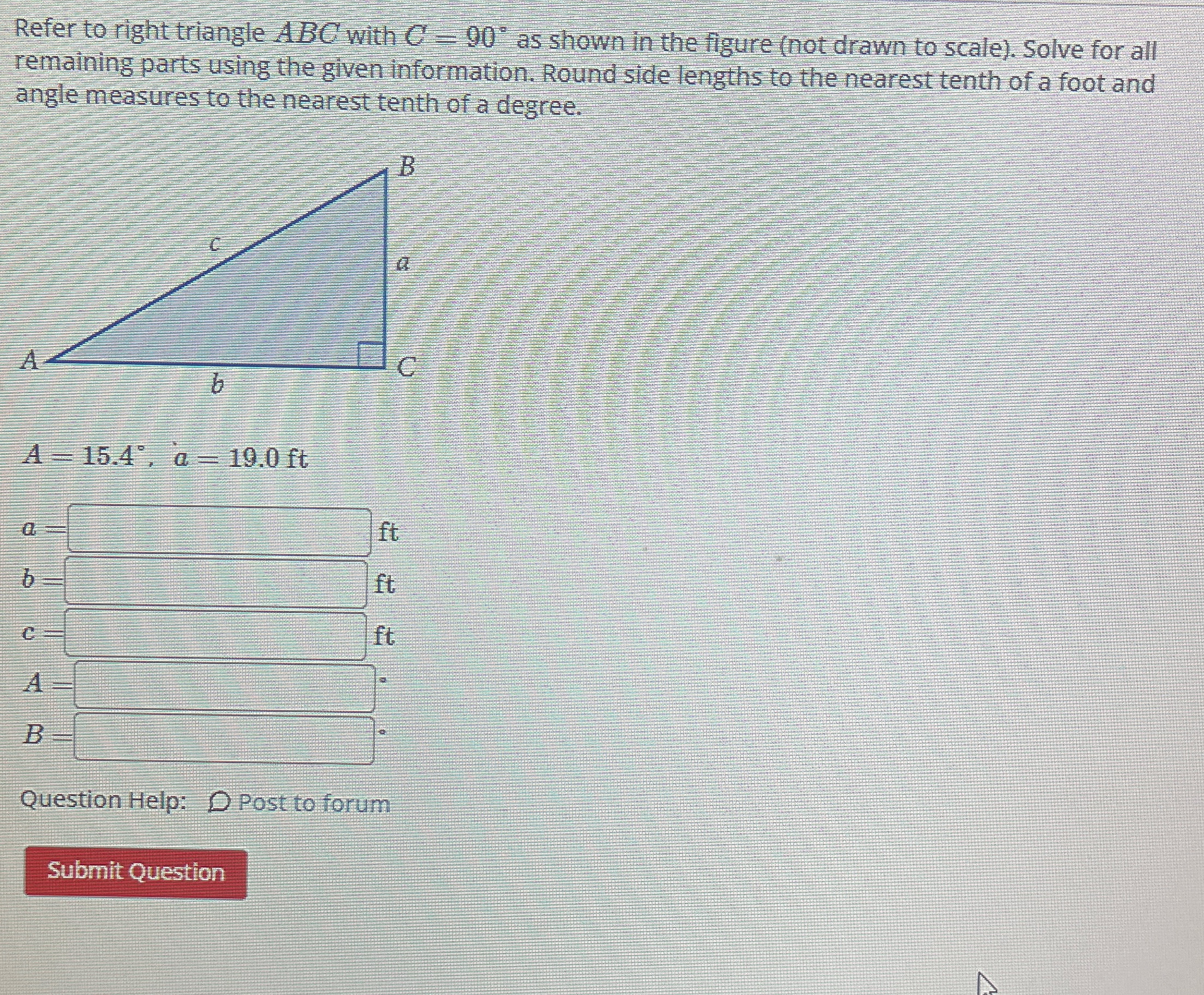 Refer to right triangle ABC with C=90° ﻿as shown in | Chegg.com