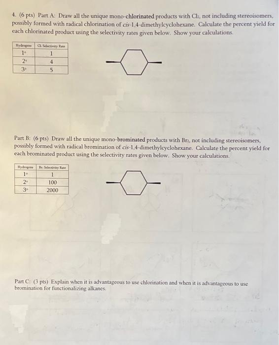 Solved 4. (6 pts) Part A: Draw all the unique | Chegg.com