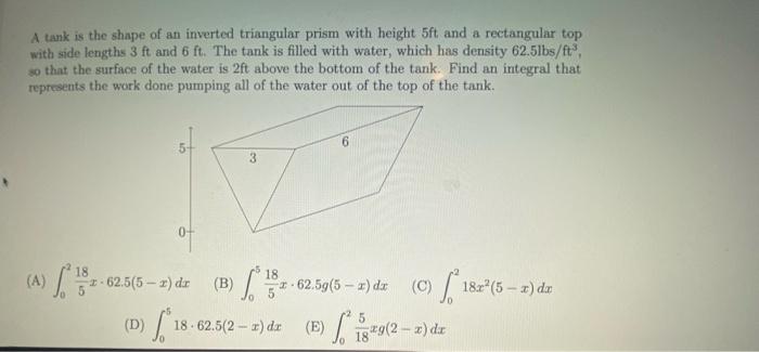 Solved A tank is the shape of an inverted triangular prism | Chegg.com