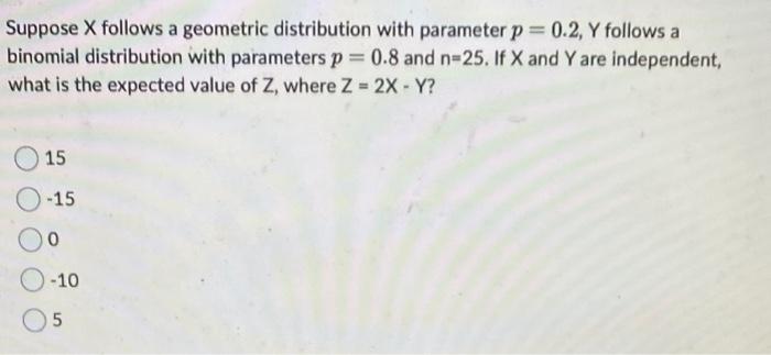 Solved Suppose X follows a geometric distribution with | Chegg.com