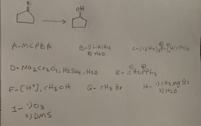 Solved OH A-MCPBA B-1) Lialty 2) H2O C-(C6H3)3 P. CH(CH3)2 | Chegg.com