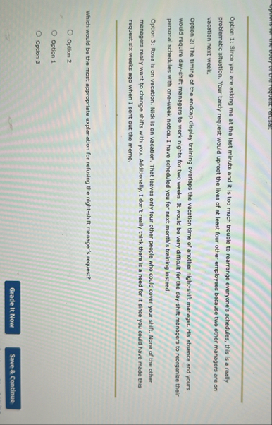 Solved Option 1: Since you are asking me at the last minute | Chegg.com