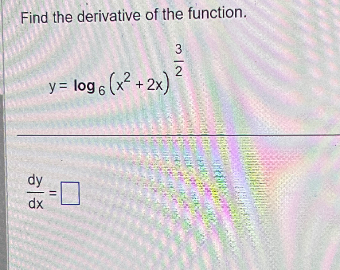 Solved Find the derivative of the | Chegg.com