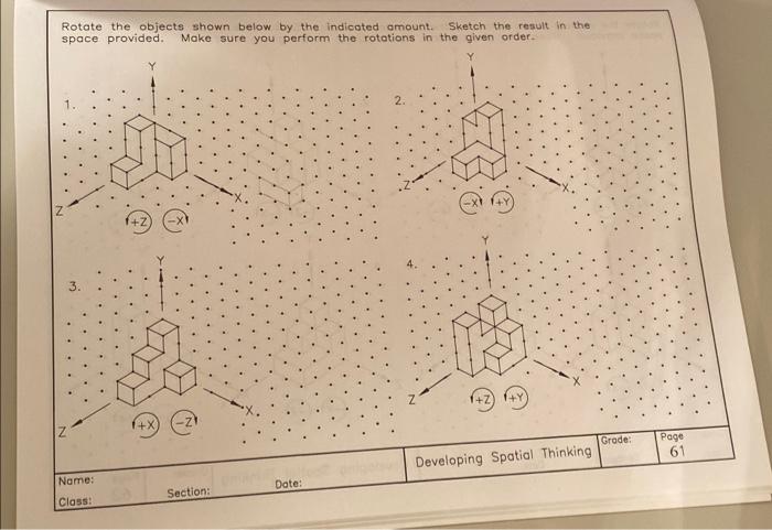 Solved Rotate the objects shown below by the indicoted | Chegg.com