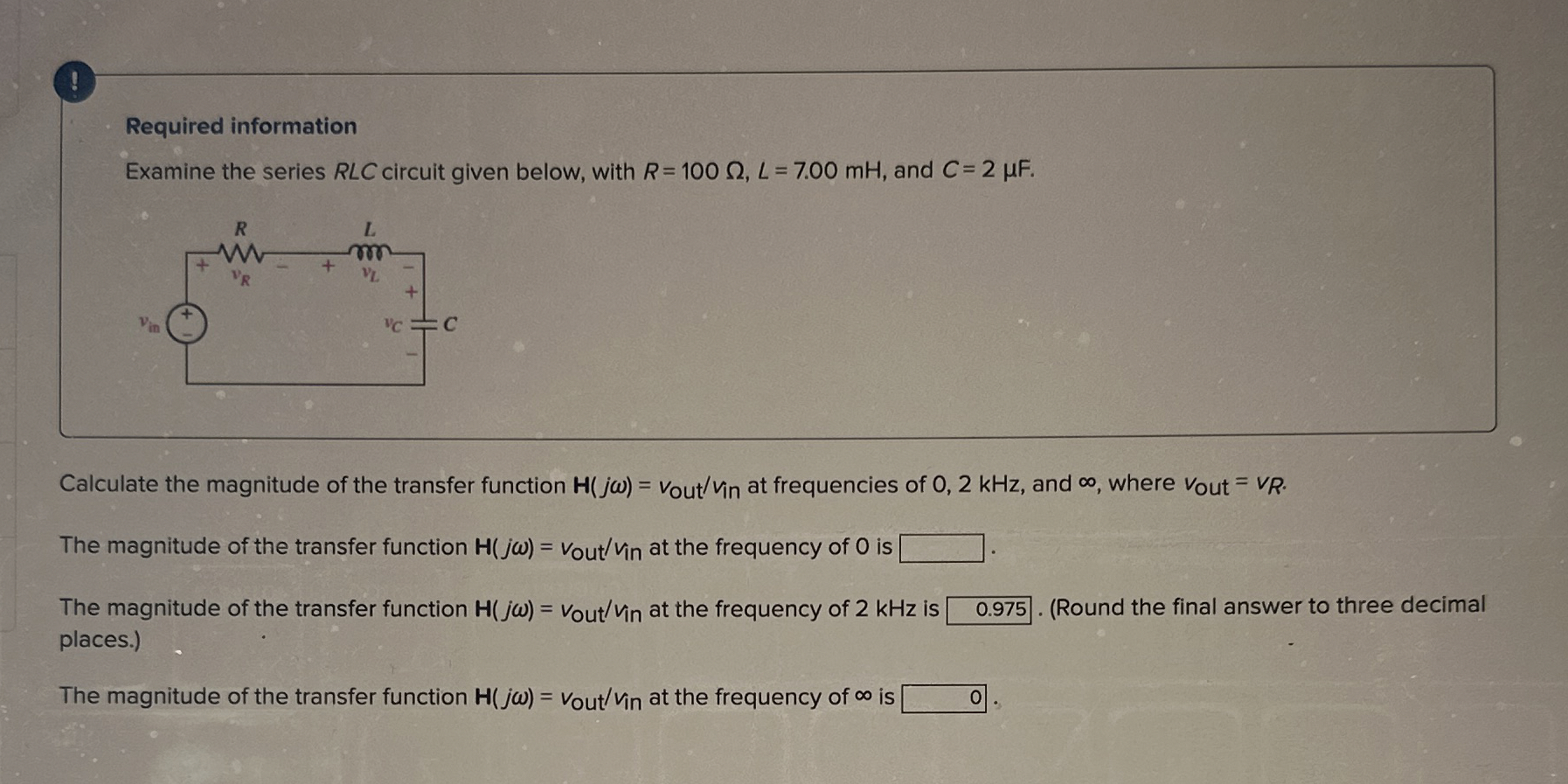 Solved !Required informationExamine the series RLC ﻿circuit | Chegg.com