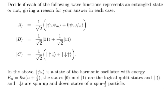 Solved Decide if each of the following wave functions | Chegg.com