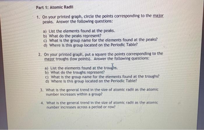 Solved Trends in the Periodic Table: A Graphical Analysis | Chegg.com