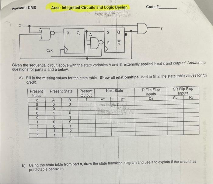 Solved problem: CM6 Area: Integrated Circuits and Logic | Chegg.com