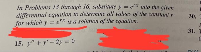 Solved In Problems 13 through 16, substitute y=erx into the | Chegg.com