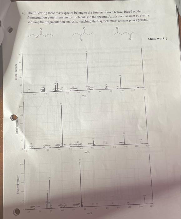 Solved 4. The following three mass spectra belong to the | Chegg.com