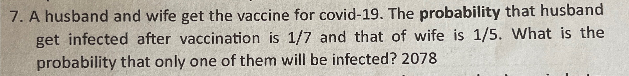 Solved A husband and wife get the vaccine for covid-19. ﻿The | Chegg.com