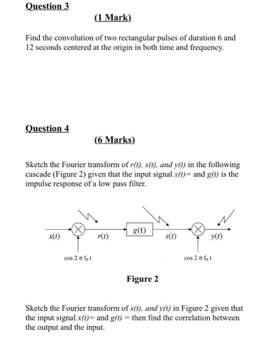 Solved Question 3 (1 Mark) Find the convolution of two | Chegg.com