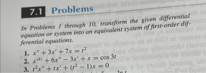 Solved 7.1 Problems In Problems 1 through 10, transform the | Chegg.com