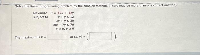 Solve the linear programming problem by the simplex | Chegg.com