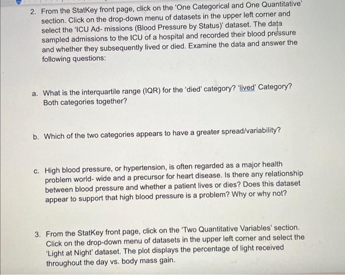 2. From the StatKey front page, click on the 'One | Chegg.com