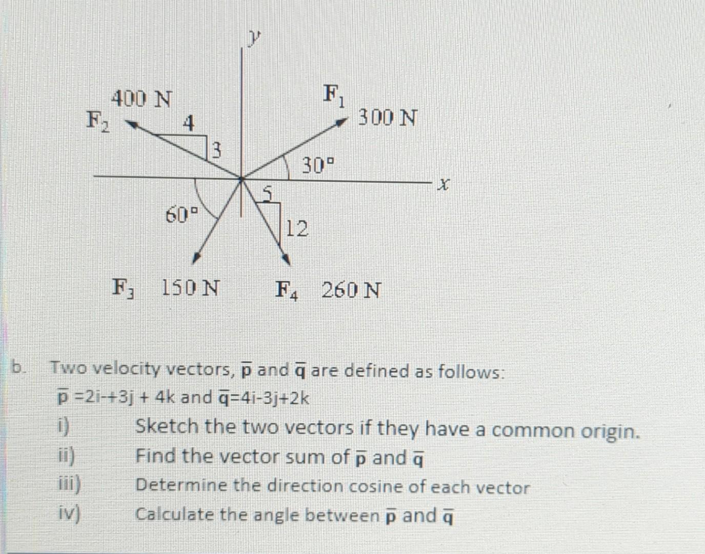 Solved Two velocity vectors, p and q are defined as follows: | Chegg.com