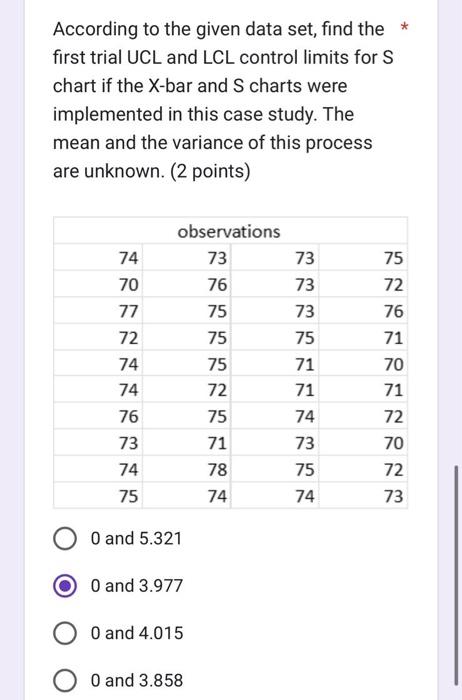 Solved According to the given data set, find the first trial | Chegg.com