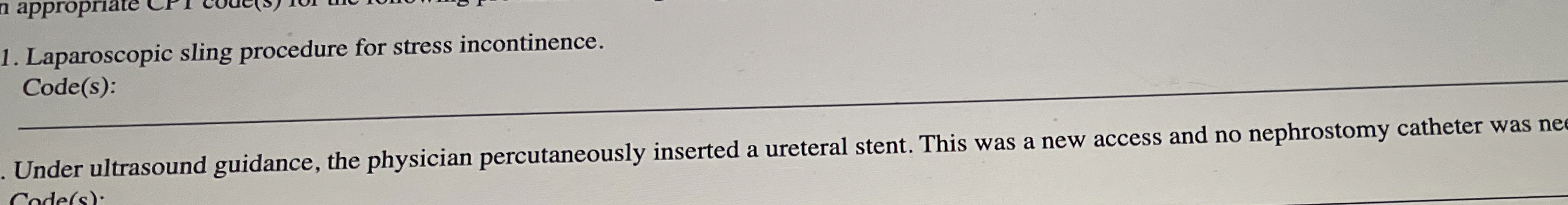 Solved Laparoscopic sling procedure for stress | Chegg.com