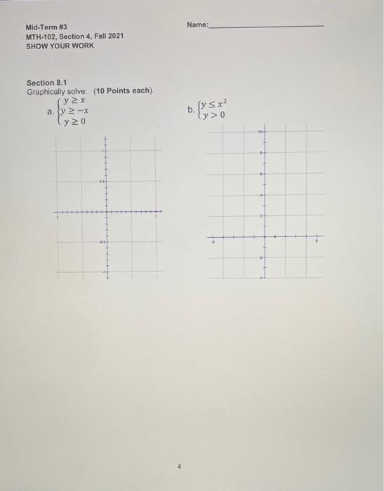 Name: Mid-Term #3 MTH-102, Section 4, Fall 2021 SHOW | Chegg.com