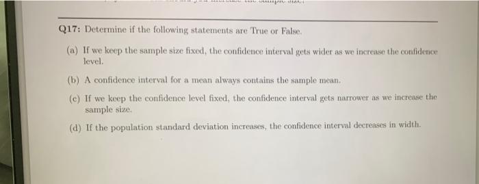 Solved Q17: Determine if the following statements are True | Chegg.com