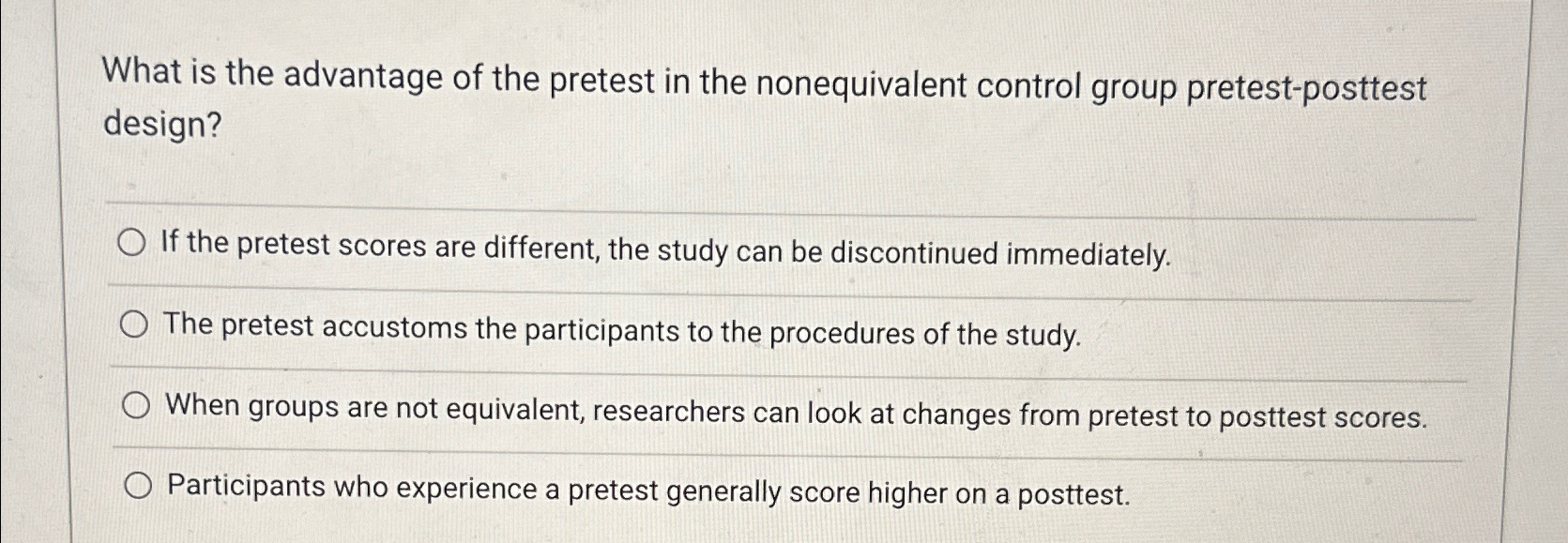 Solved What is the advantage of the pretest in the | Chegg.com