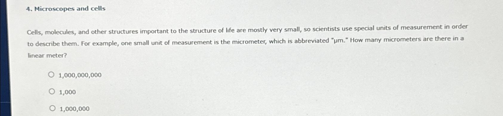 Solved Microscopes and cellsCells, molecules, and other | Chegg.com