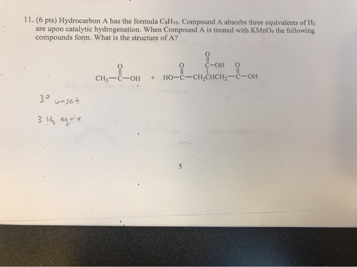 Solved 11. (6 pts) Hydrocarbon A has the formula C8H10. | Chegg.com