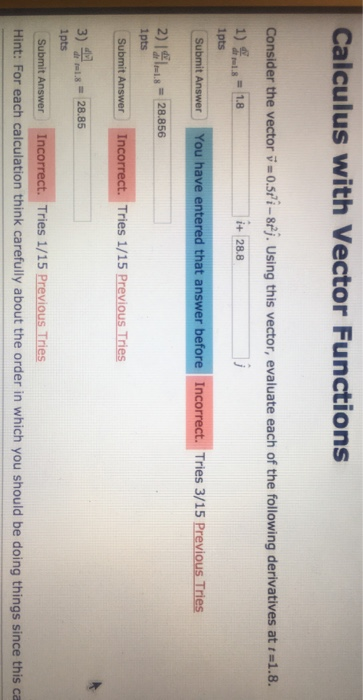 Solved Calculus with Vector Functions Consider the vector i | Chegg.com