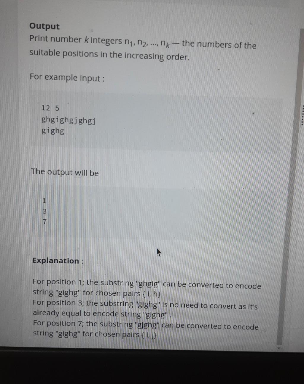 Solved Output Print number k integers n1, n2, ..., nk- the | Chegg.com