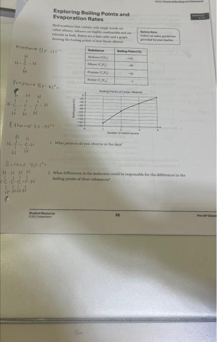 Solved Exploring Boiling Points and Evaporation Rates | Chegg.com